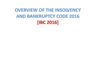 Overview of IBC in India, 2016 | PPTX