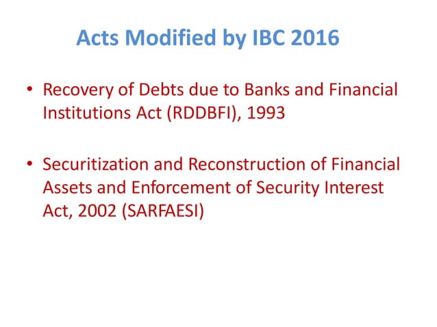 Overview of IBC in India, 2016 | PPTX | Bankruptcy | Business Banking ...