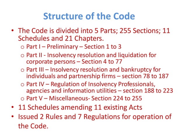Overview of IBC in India, 2016 | PPTX | Bankruptcy | Business Banking & Finance
