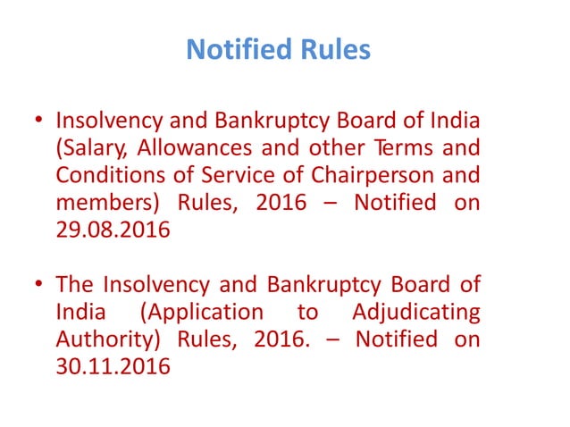 Overview of IBC in India, 2016 | PPTX | Bankruptcy | Business Banking & Finance