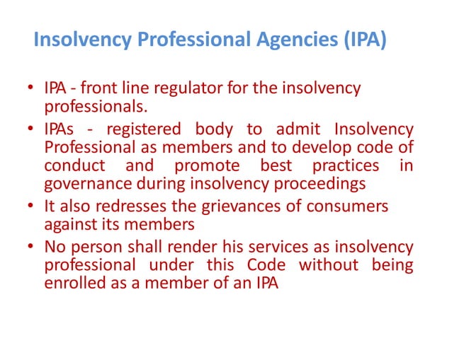 Overview of IBC in India, 2016 | PPTX | Bankruptcy | Business Banking & Finance