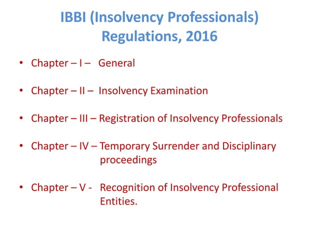 Overview of IBC in India, 2016 | PPTX | Bankruptcy | Business Banking & Finance