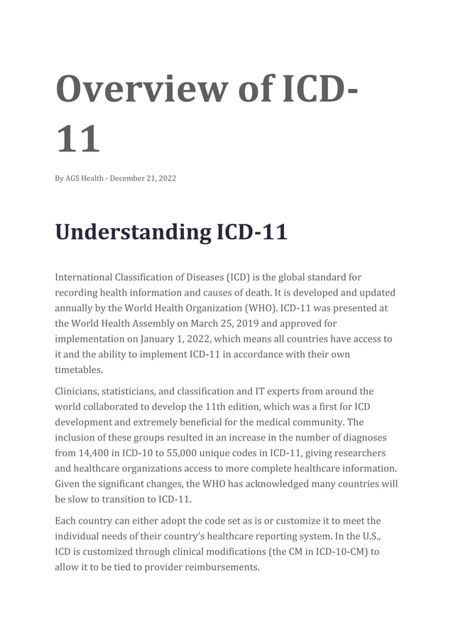 Overview of ICD-11.pdf | Infectious Diseases | Diseases and Conditions