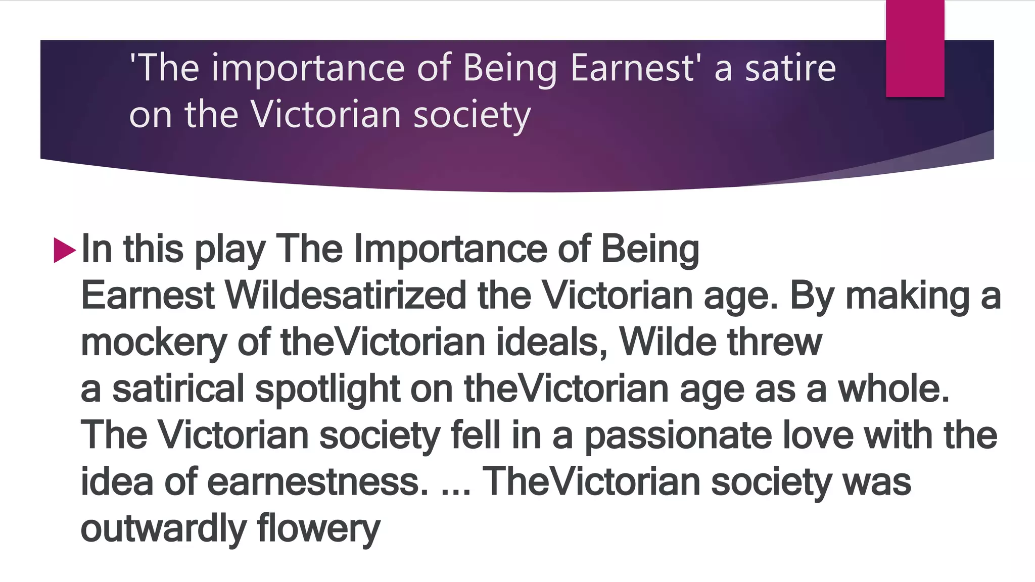 Overview of importance of being earnest | PPT