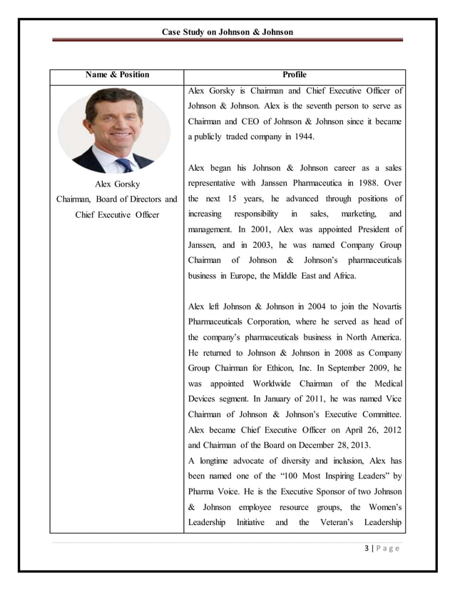 Case Study on Johnson & Johnson | DOCX | Business Administration | Business