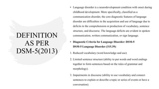Overview of Language disorders- definition and classification based.pptx
