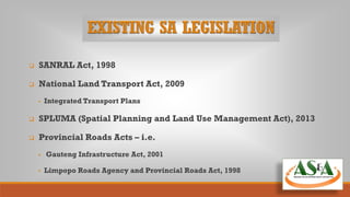 Overview of laws regulating roads and road transport in South Africa | PDF