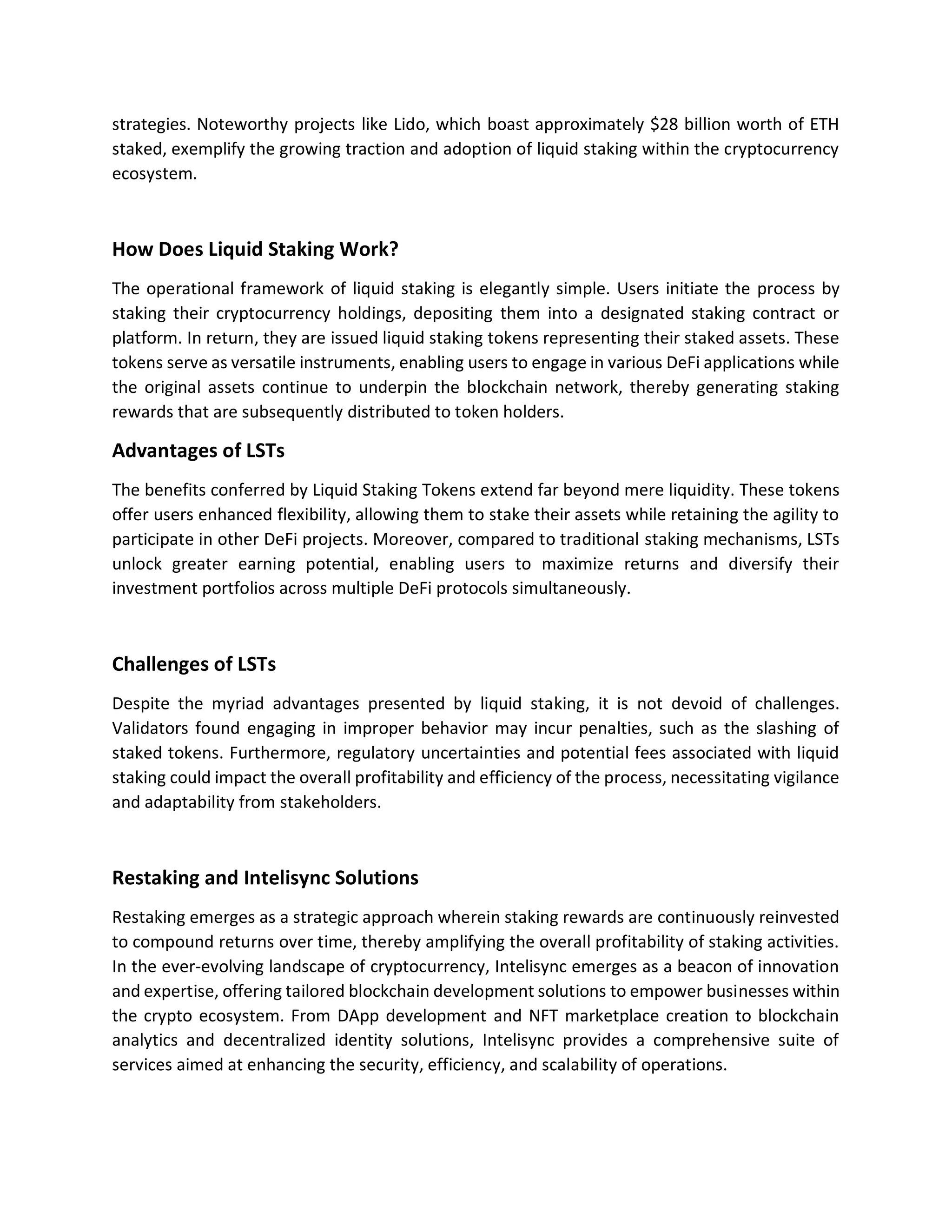 Liquid Staking: An Overview for Beginners in 2024 | PDF