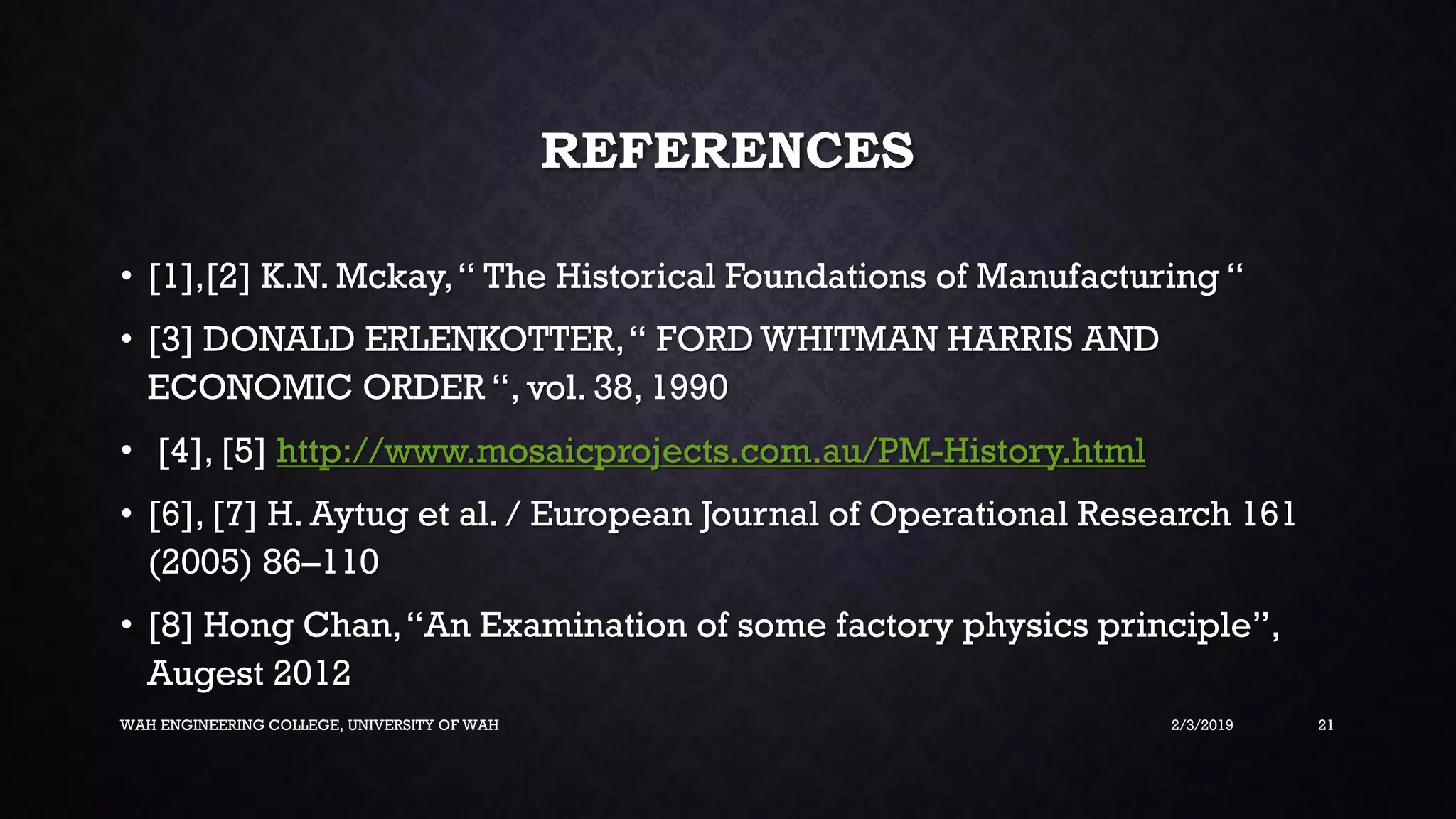 Overview of manufacturing system history | PDF