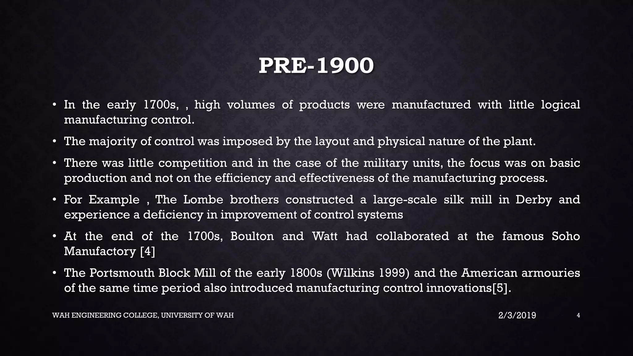 Overview of manufacturing system history | PDF