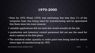 Overview of manufacturing system history | PDF | Manufacturing Industry ...