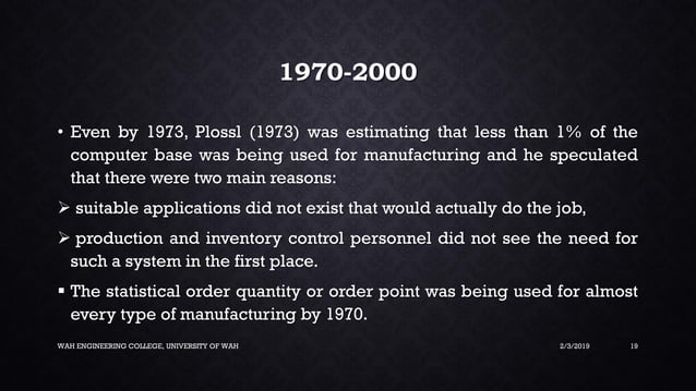Overview of manufacturing system history | PPT