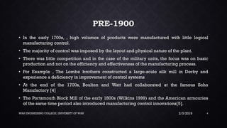 Overview of manufacturing system history | PDF | Manufacturing Industry ...