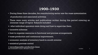 Overview of manufacturing system history | PDF | Manufacturing Industry ...