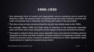 Overview of manufacturing system history | PDF | Manufacturing Industry ...