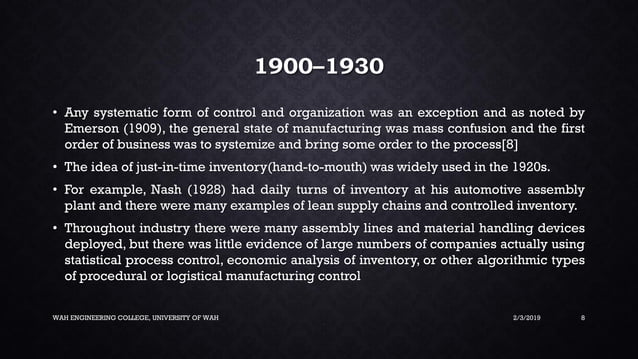 Overview of manufacturing system history | PPT