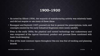 Overview of manufacturing system history | PDF | Manufacturing Industry ...