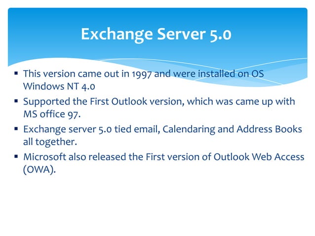 Overview of Microsoft Exchange Server | PPTX | Email | Internet