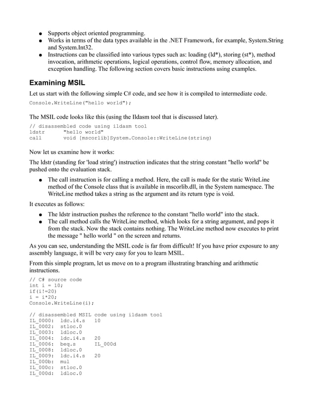 Overview Of Msil | PDF | Programming Languages | Computing
