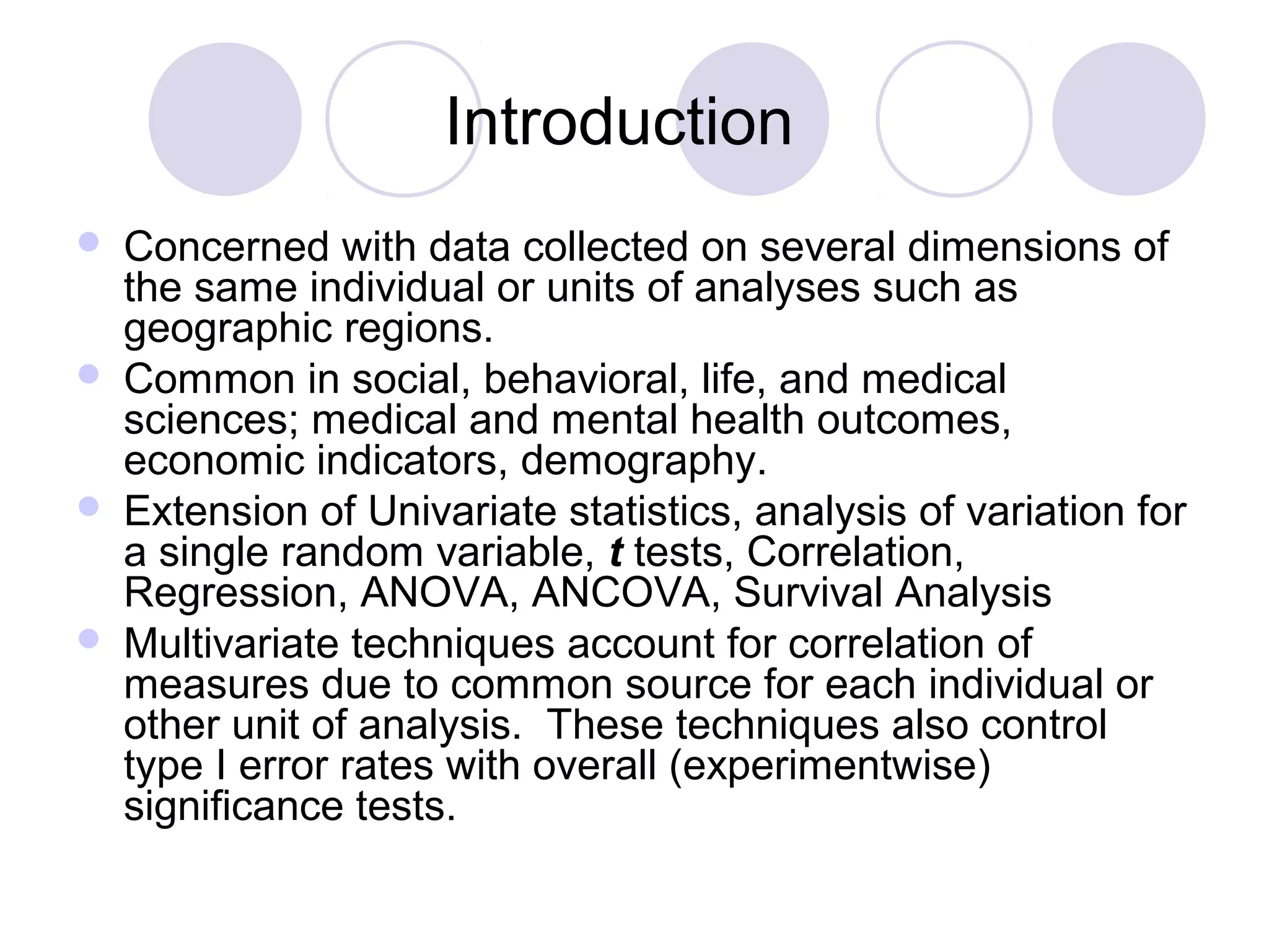 Overview Of Multivariate Statistical Methods Ppt