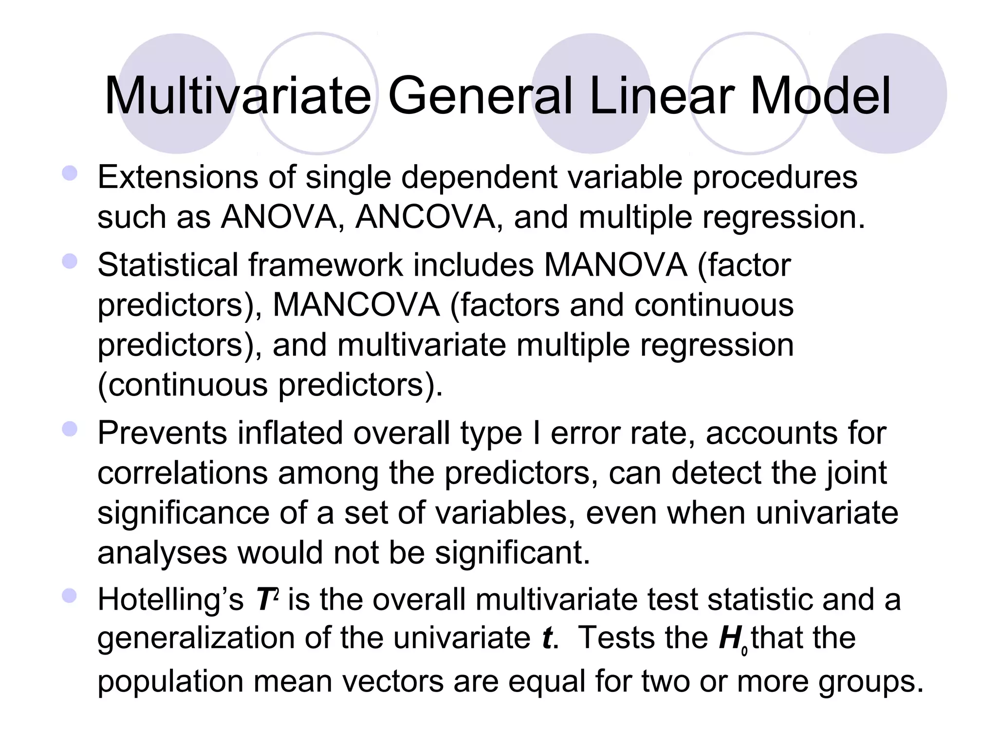 Overview Of Multivariate Statistical Methods Ppt
