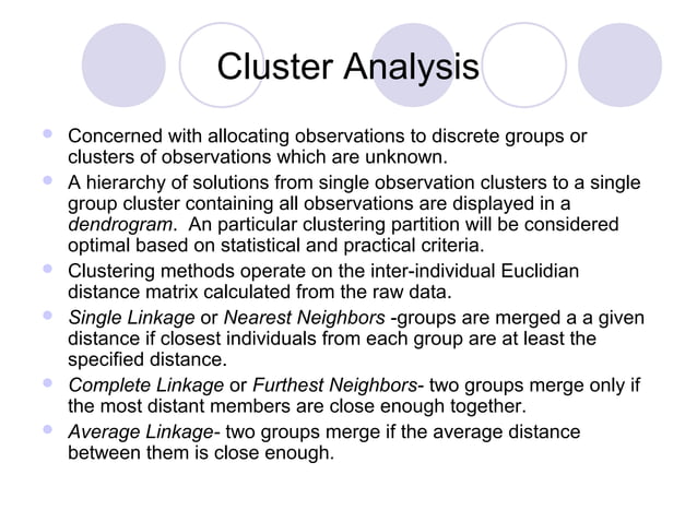 Overview Of Multivariate Statistical Methods Ppt