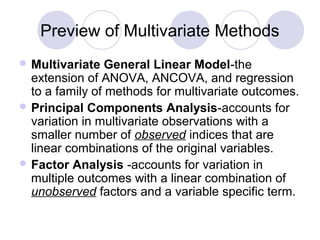 Overview of Multivariate Statistical Methods | PPT