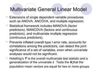 Overview of Multivariate Statistical Methods | PPT