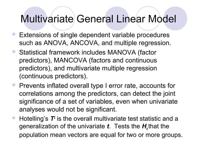 Overview Of Multivariate Statistical Methods Ppt