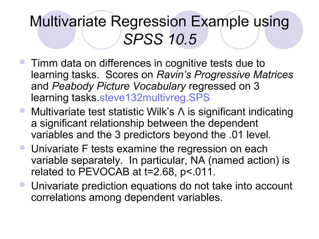 Overview of Multivariate Statistical Methods | PPT
