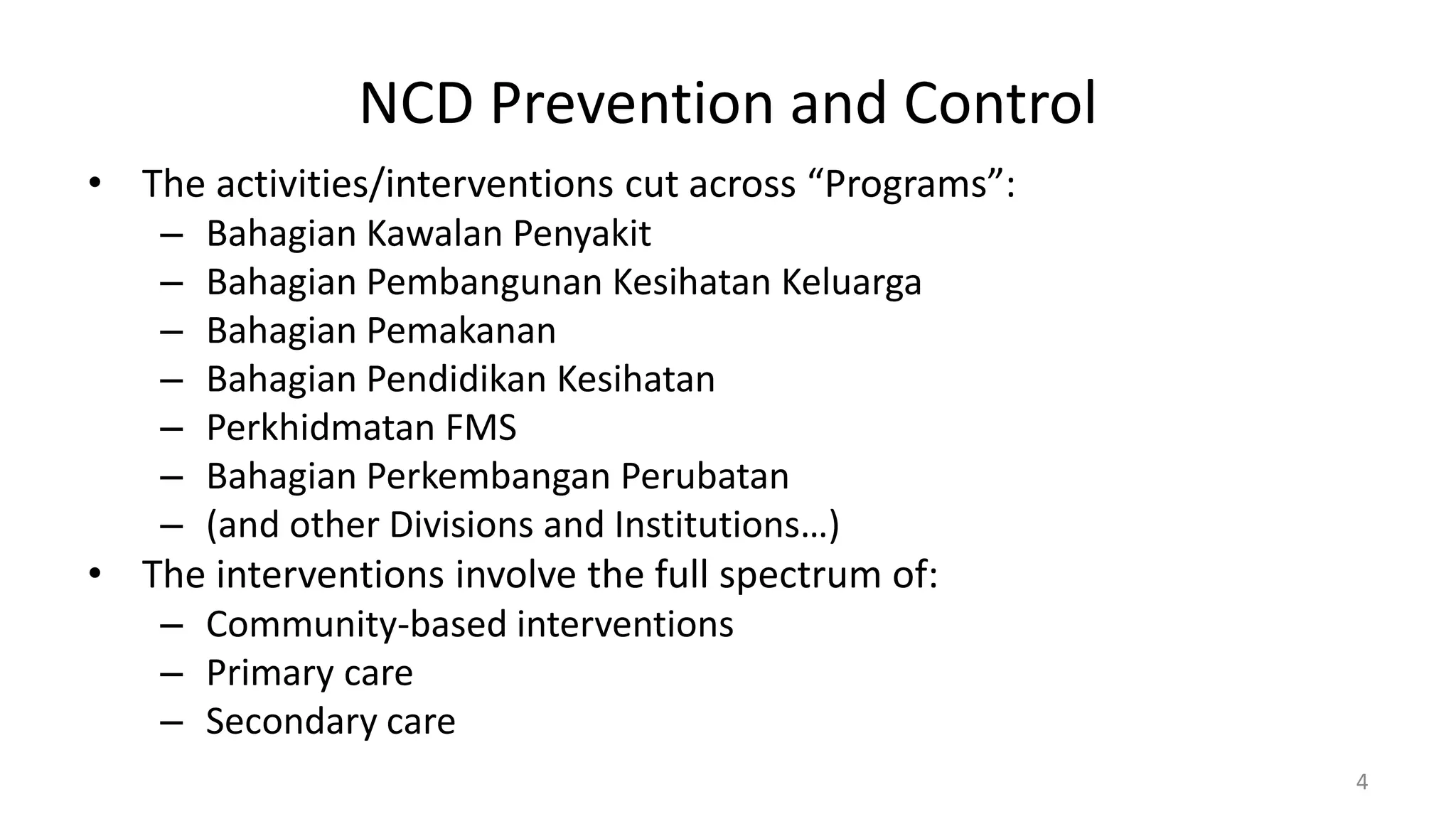 Overview of Non-Communicable Diseases Policies in Malaysia | PPTX