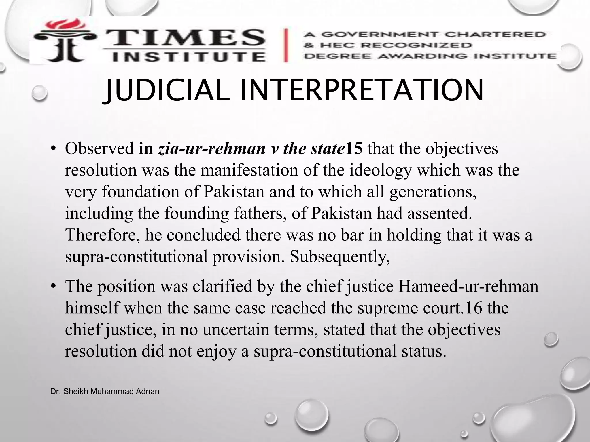 Overview of objective resolution under constitution of pakistan | PPT