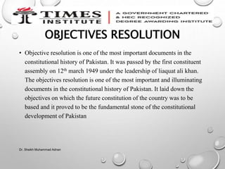 Overview of objective resolution under constitution of pakistan | PPT