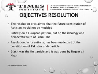 Overview of objective resolution under constitution of pakistan | PPT