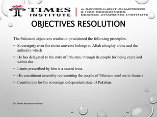 Overview of objective resolution under constitution of pakistan | PPT