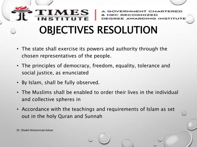 Overview of objective resolution under constitution of pakistan | PPT