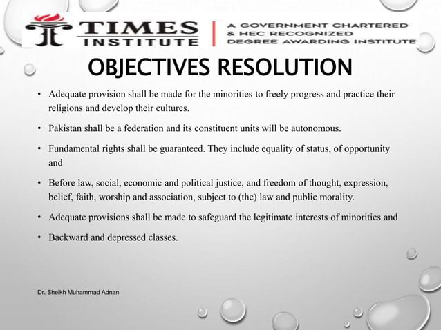 Overview of objective resolution under constitution of pakistan | PPT
