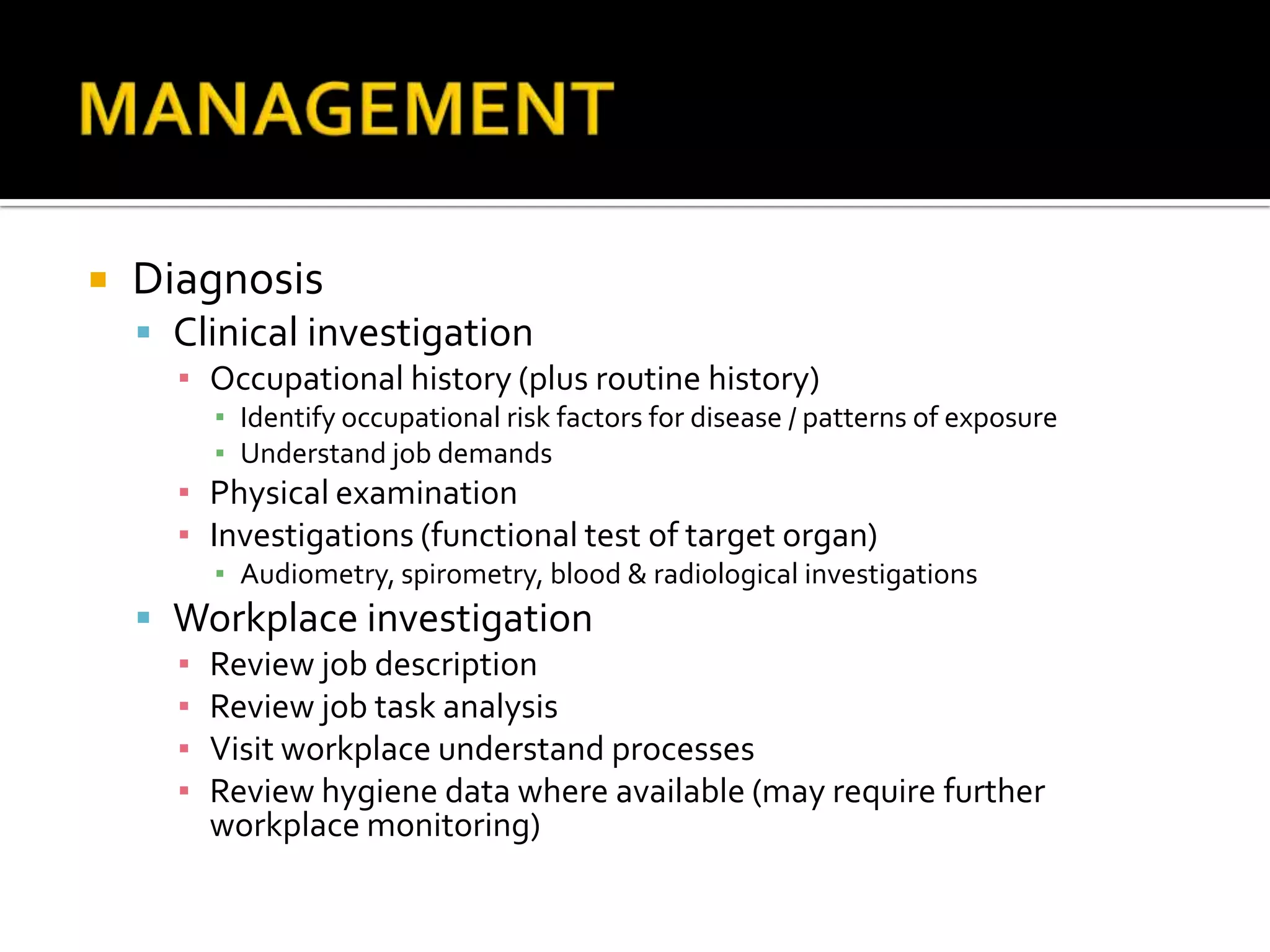 Overview of occupational disease dr wayne ramlogan | PPTX