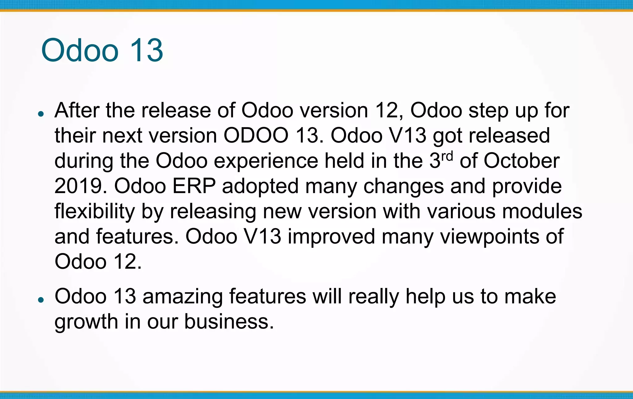 Overview Of Odoo 13 Features | PPT