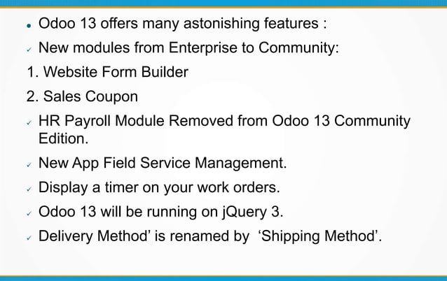 Overview Of Odoo 13 Features | PPT