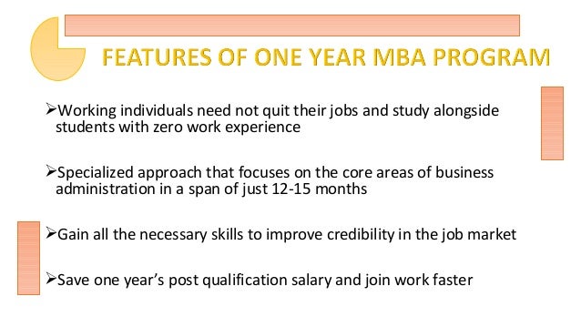 Overview of One Year MBA