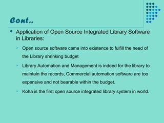 Overview of oss(open source software library) and its pros and cons | PPT