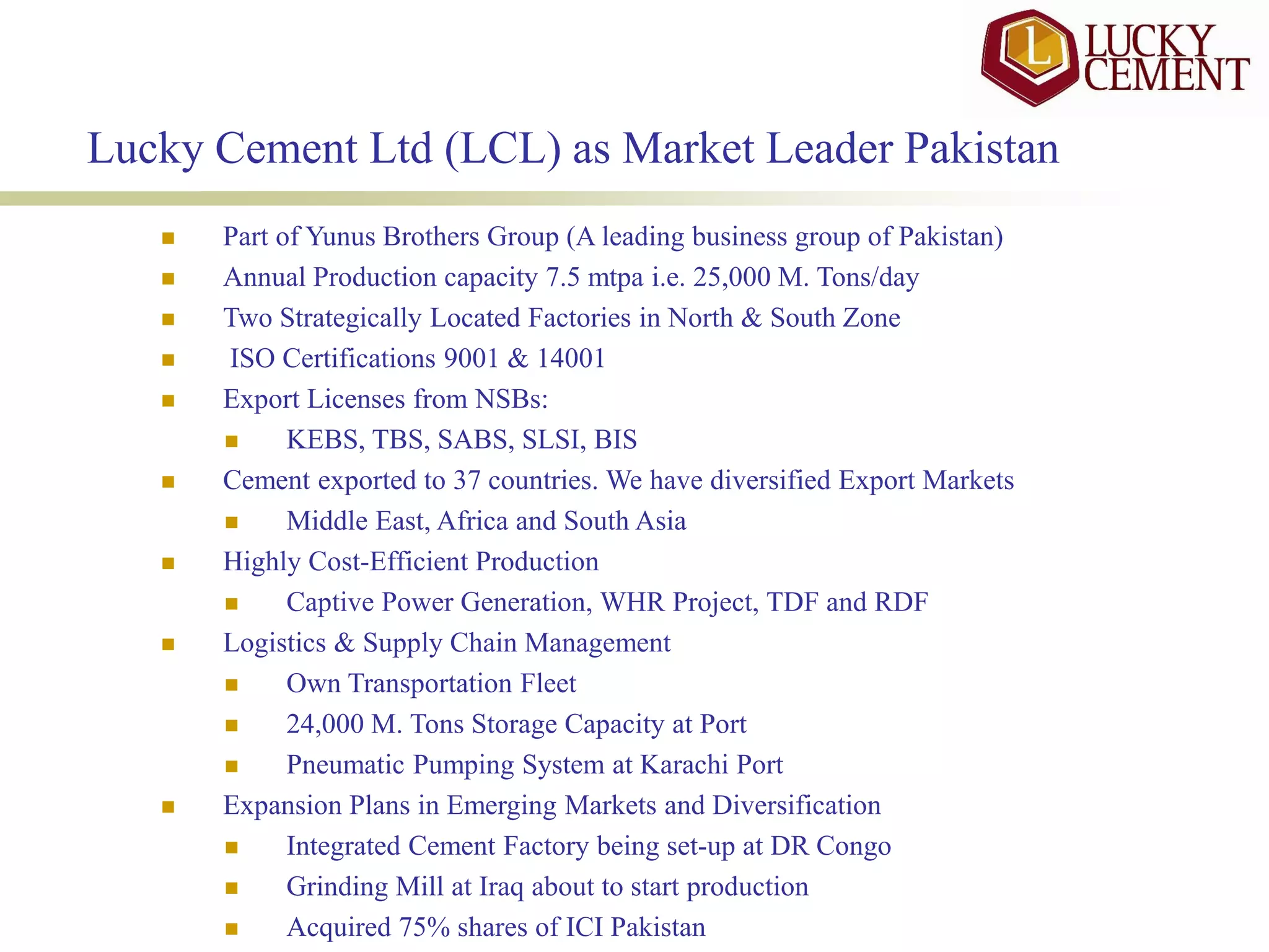 Overview of Pakistani Cement Industry | PPT