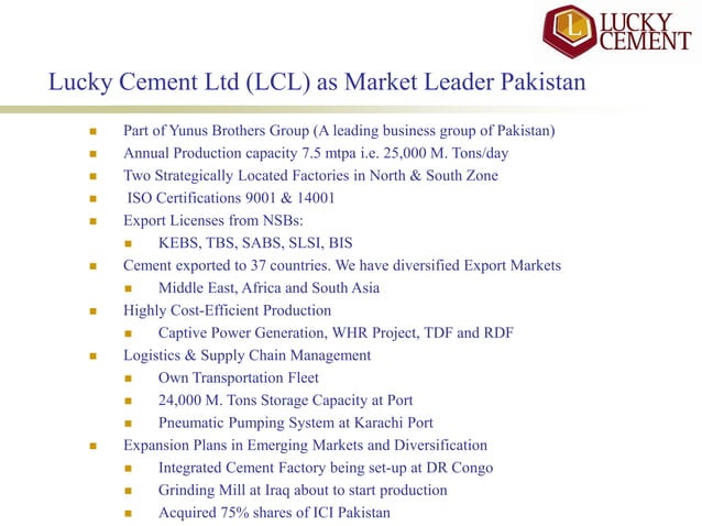 Overview of Pakistani Cement Industry | PPT