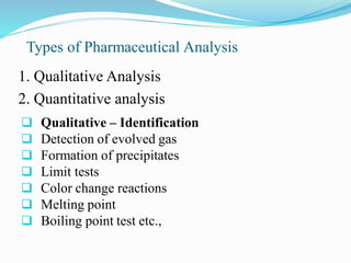 Overview of pharmaceutical analysis | PDF