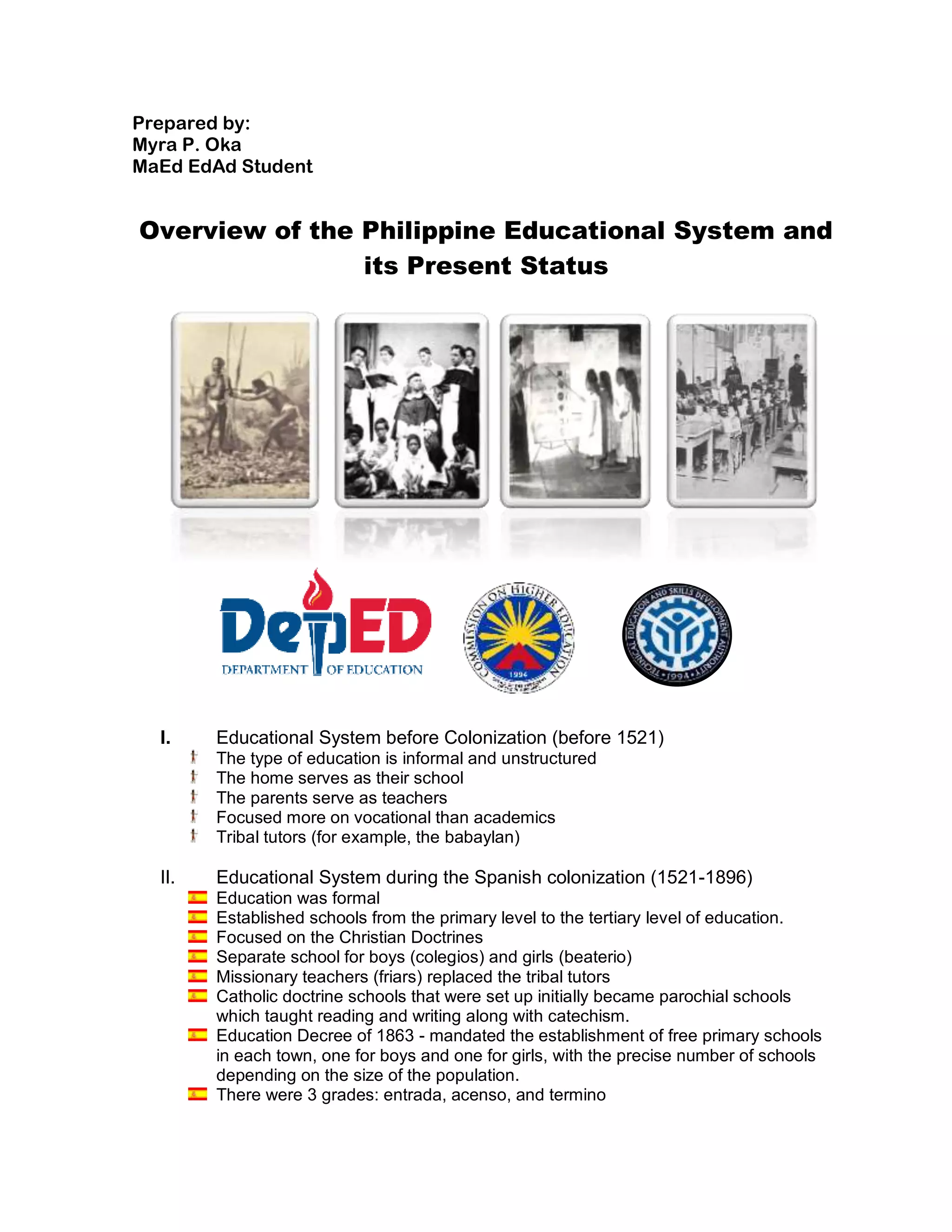 Overview of Philippine educational system and its present status | PDF