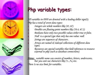 Overview of php | PPT | Programming Languages | Computing