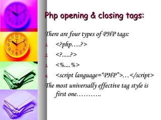 Overview of php | PPT | Programming Languages | Computing