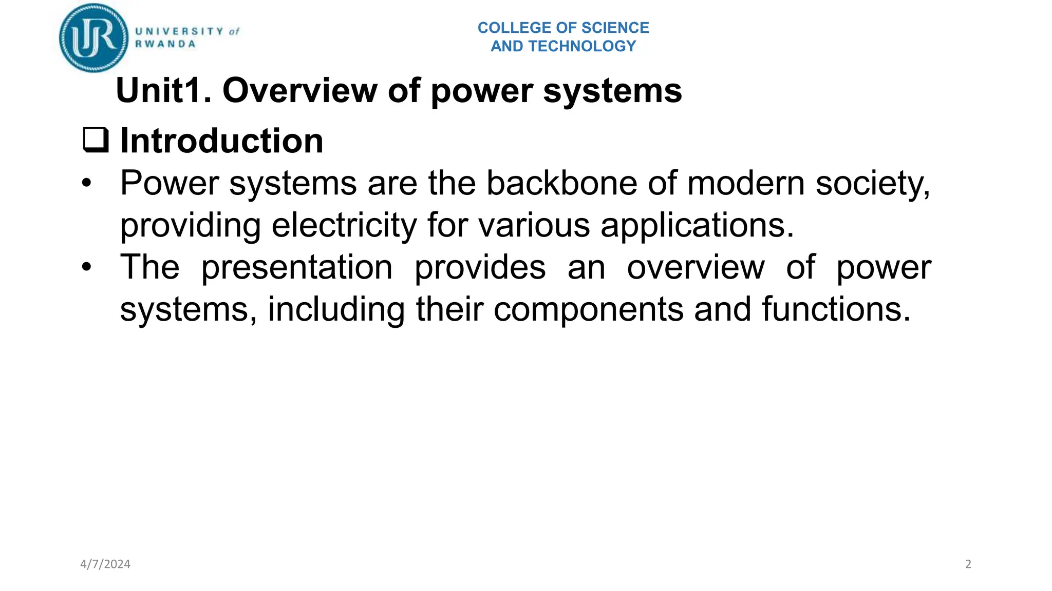 Overview of power systems_unit 1_Lect1.pptx | Power and Energy Industry ...