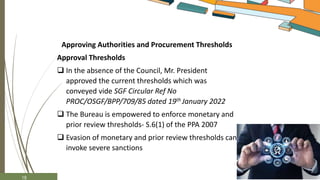 OVERVIEW OF PUBLIC PROCUREMENT UNDER THE PUBLIC PROCUREMENT ...